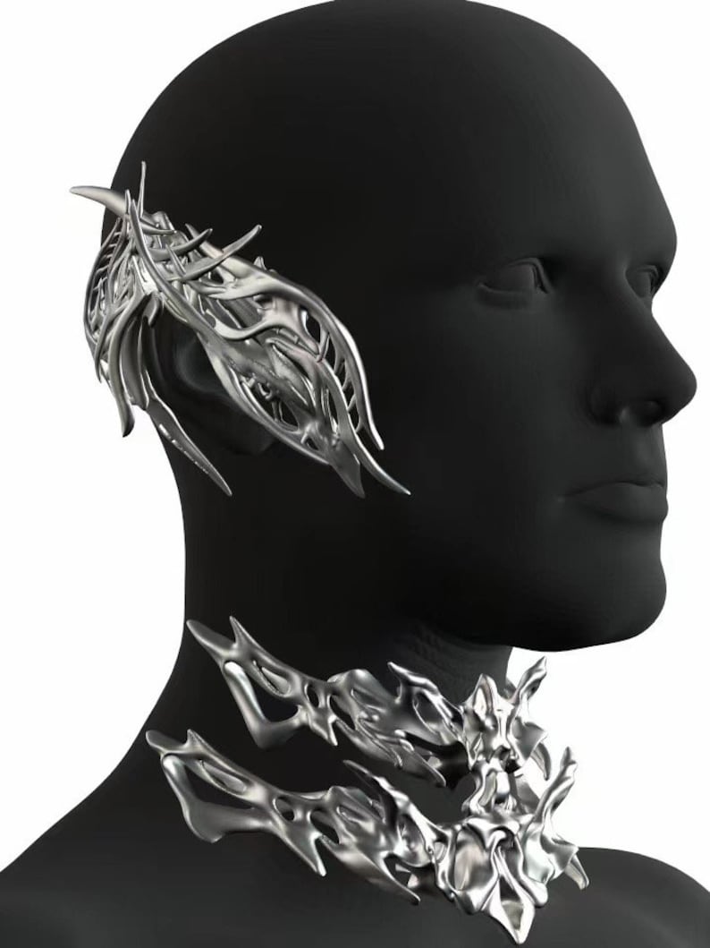 Futuristic Sci-fi Ear Cuff: 3D Printed Chaotic Bones Ear Piece - Etsy