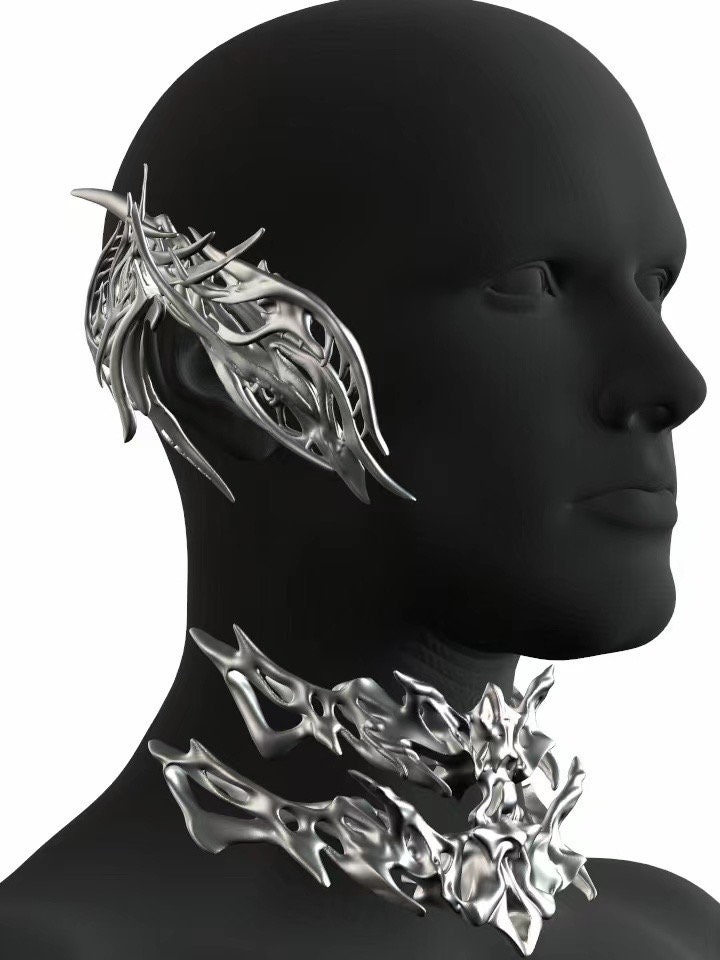 Futuristic Sci-fi Ear Cuff: 3D Printed Chaotic Bones Ear Piece - Etsy