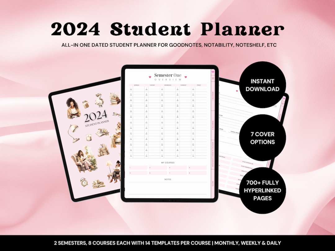 STUDENT Digital Planner, PINK, Digital Planner, Good Notes Planner ...
