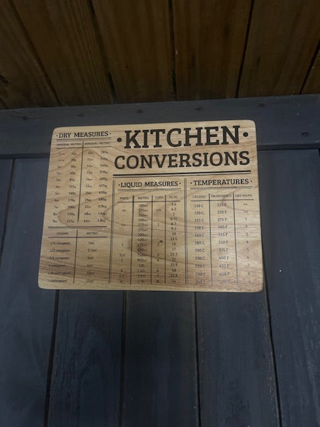 Vintage Kitchen Conversion Bamboo Cutting Board-conversion Chart ...