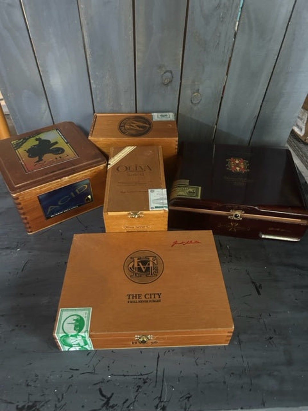 Wooden Cigar Boxes Assorted Cigar Boxes-empty Cigar Boxes-paper Covered ...
