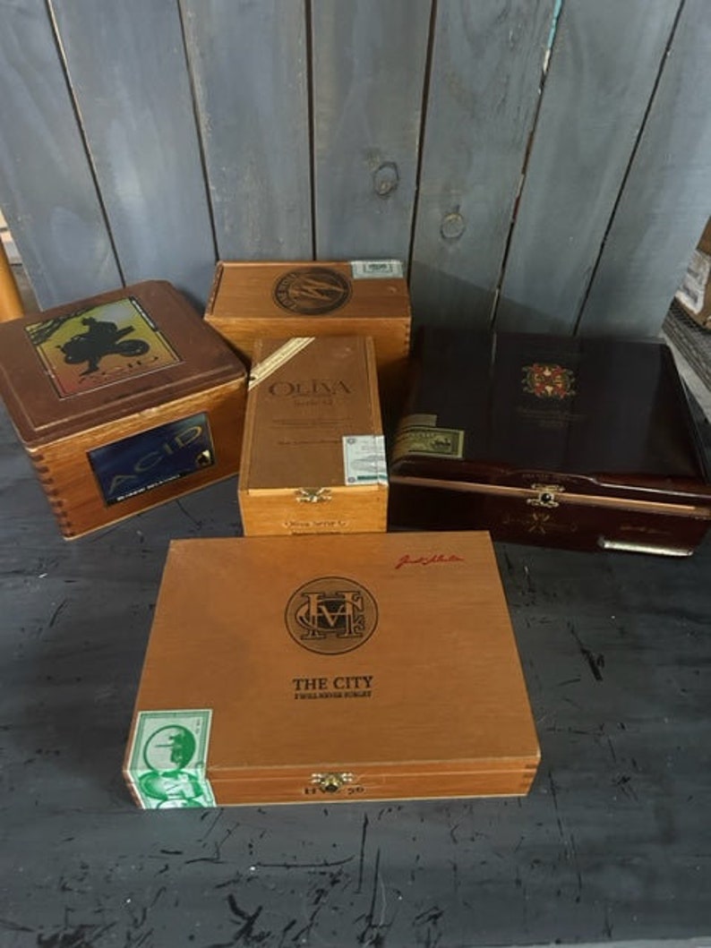 Wooden Cigar Boxes Assorted Cigar Boxes-empty Cigar Boxes-paper Covered ...