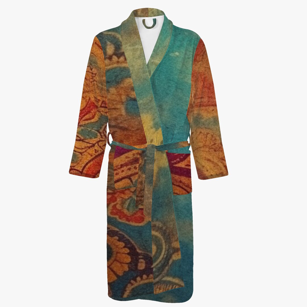 Men's Loose-fitting Bathrobe - Abstract Samurai Symphony: Bohemian ...