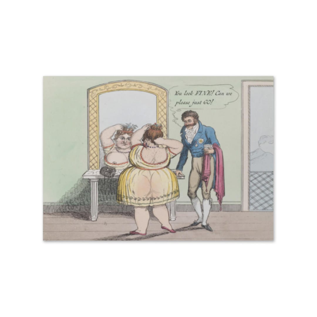 Funny Couple Getting Ready to Go Out Regency Greetings Card - Etsy