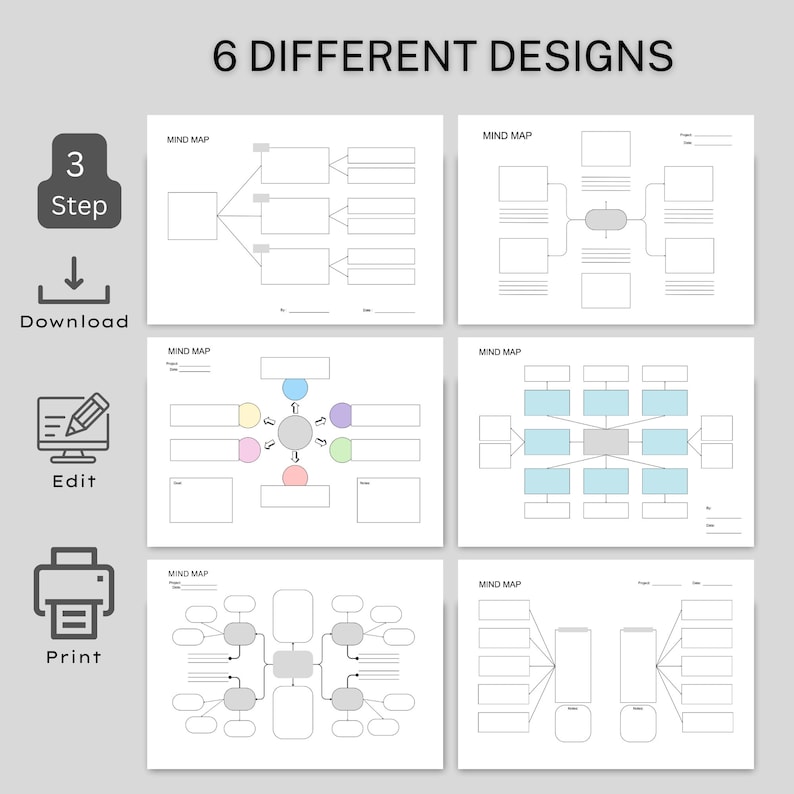 Mind Map | Printable Mind Map | Editable Mind Map | Brainstorm | A4 ...