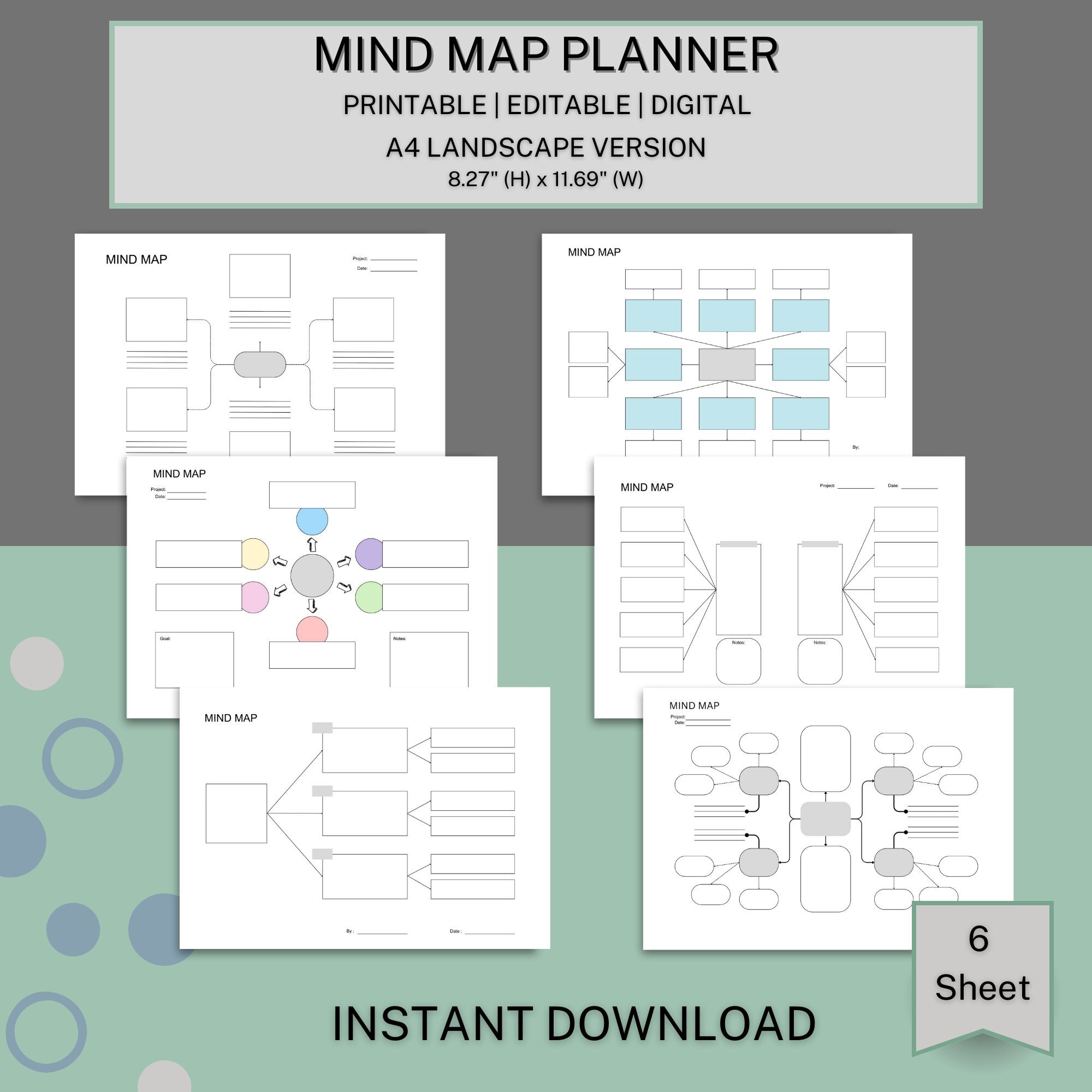 Mind Map | Printable Mind Map | Editable Mind Map | Brainstorm | A4 Landscape | Worksheet ...