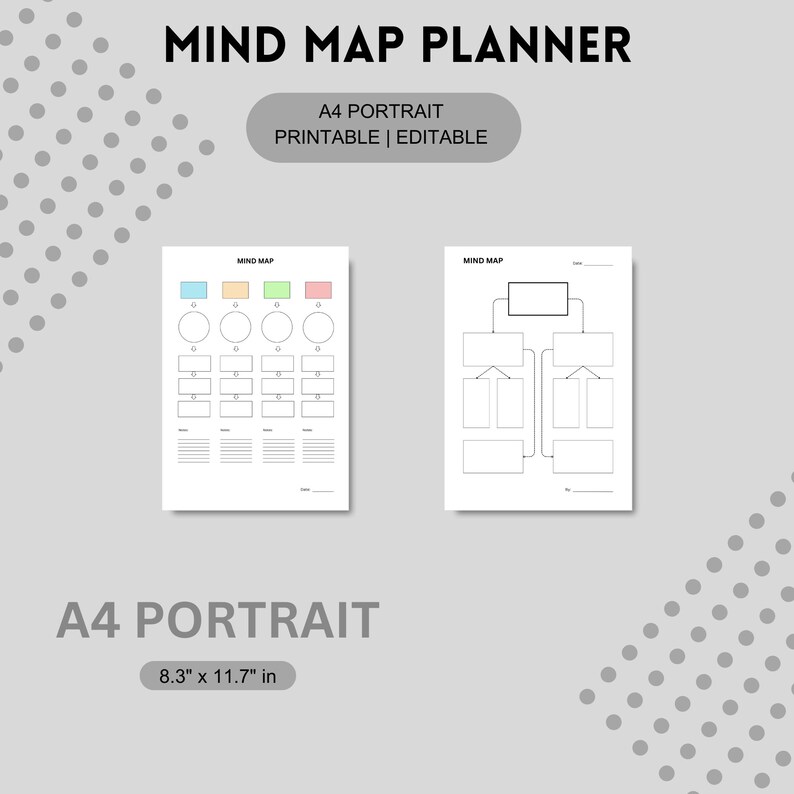 Mind Map, Planner, Brainstorm, Mind Map Template, Printable Mind Map ...