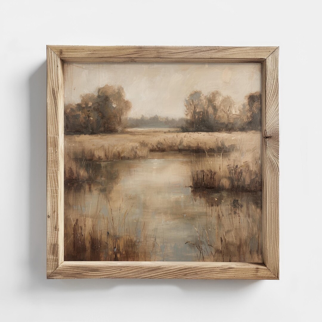 Vintage Countryside Landscape Print, Rustic Farmhouse Wall Art - Etsy