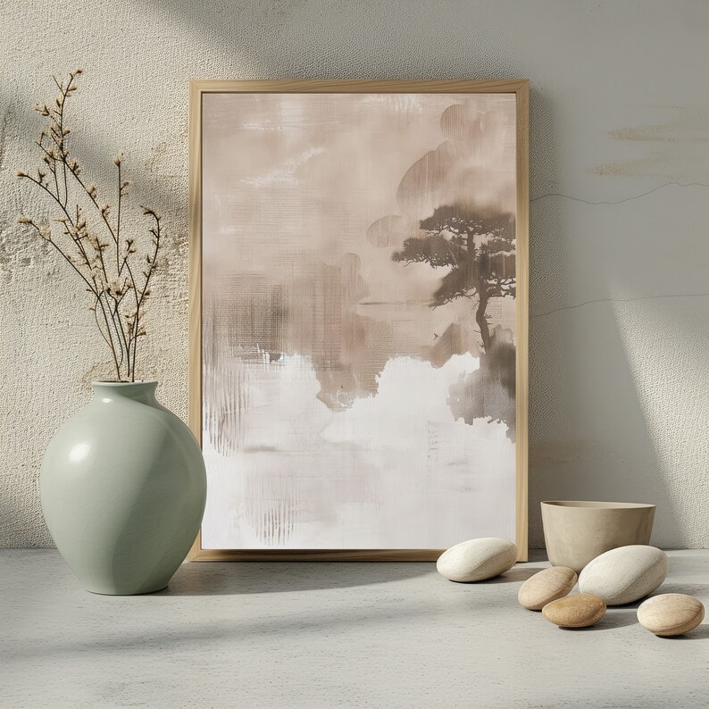 Japandi Abstract Print, Japandi Home Decor, Neutral Wall Art, Zen Wall Art, Beige Abstract Art ...