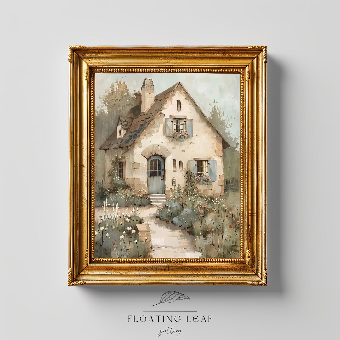 Vintage Stone House Print, Stone House Cottage Painting, French ...