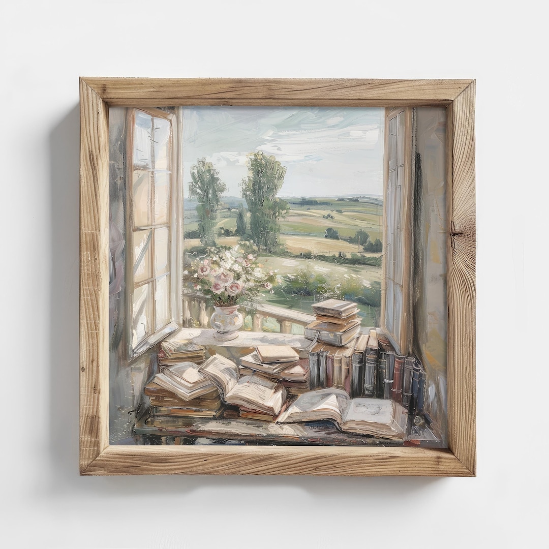 French Countryside Book Print, Pastel Neutral Landscape, Framed Canvas ...