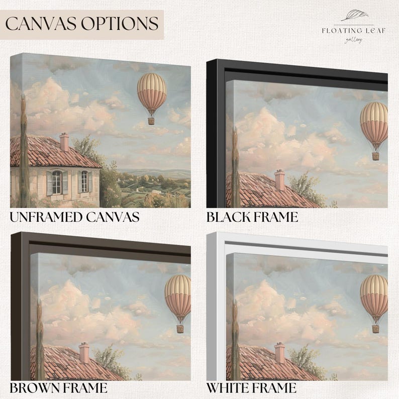 French Countryside Print, Hot Air Balloon, Muted Oil Painting - Etsy