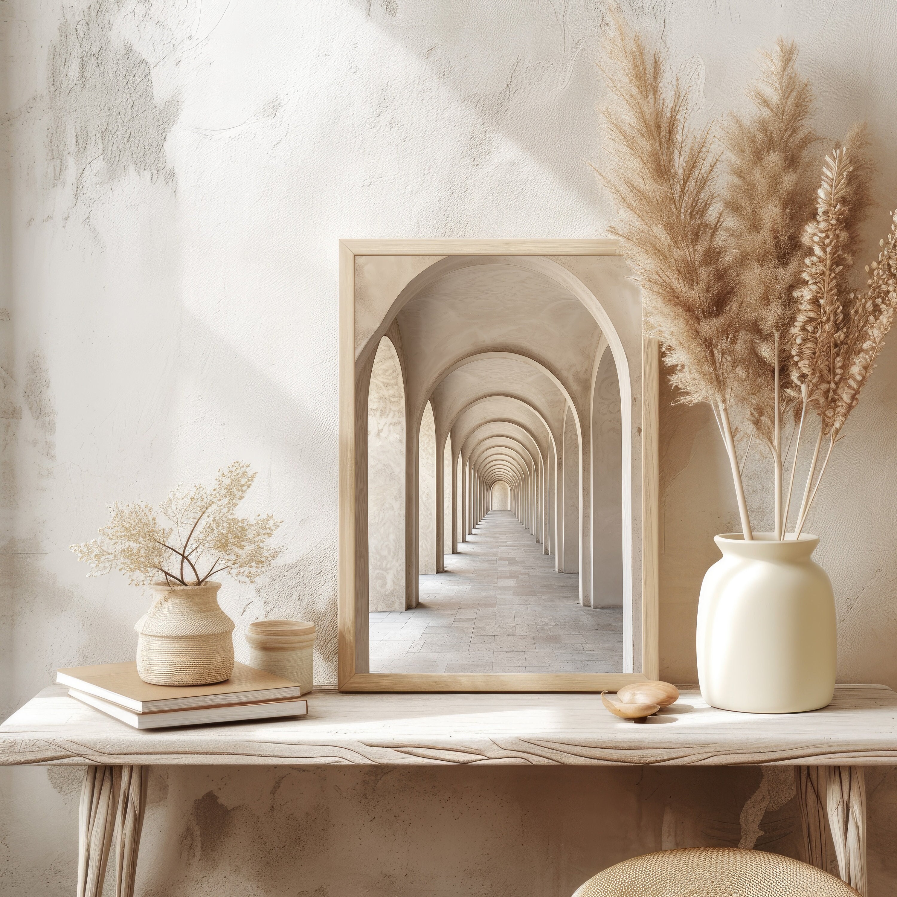 Trendy Beige Neutral Architecture Art Print, Beige Home Decor, Neutral ...