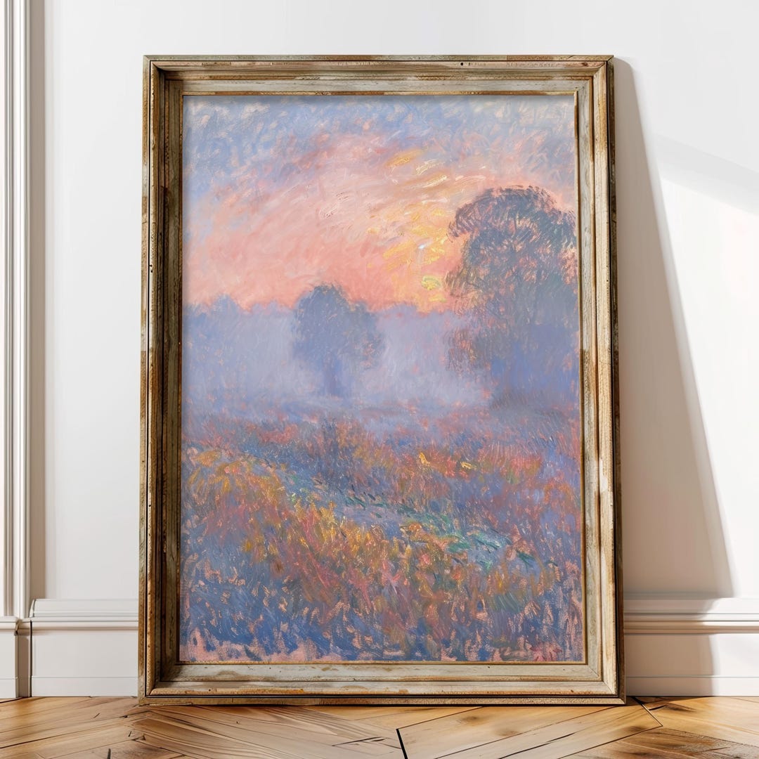 Monet Style Vintage Oil Painting Wall Art Print, French Country Decor ...