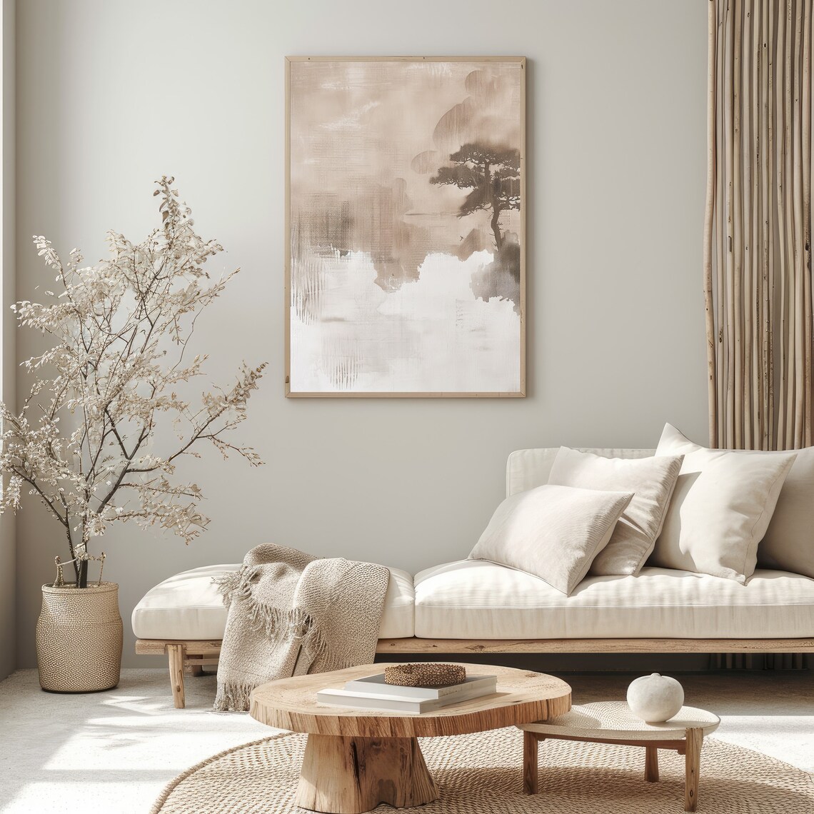 Japandi Abstract Print, Japandi Home Decor, Neutral Wall Art, Zen Wall Art, Beige Abstract Art ...