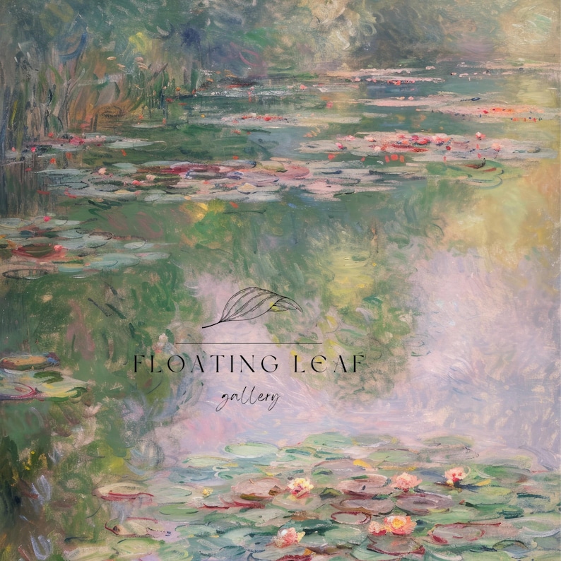 Muted Pastel Water Lilies Art Print, French Country Wall Art, Vintage ...