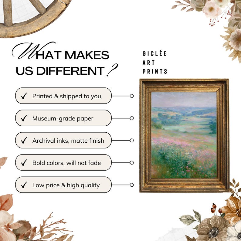 Monet Style Flower Field Painting Print, French Country Wall Art - Etsy