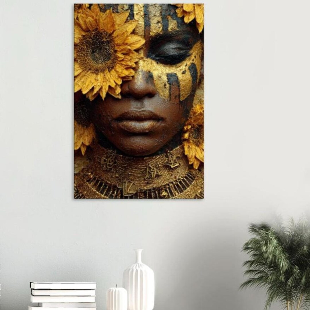 Black Woman Oshun Yoruba Goddess Wall Art – African Sunflower Spiritual ...