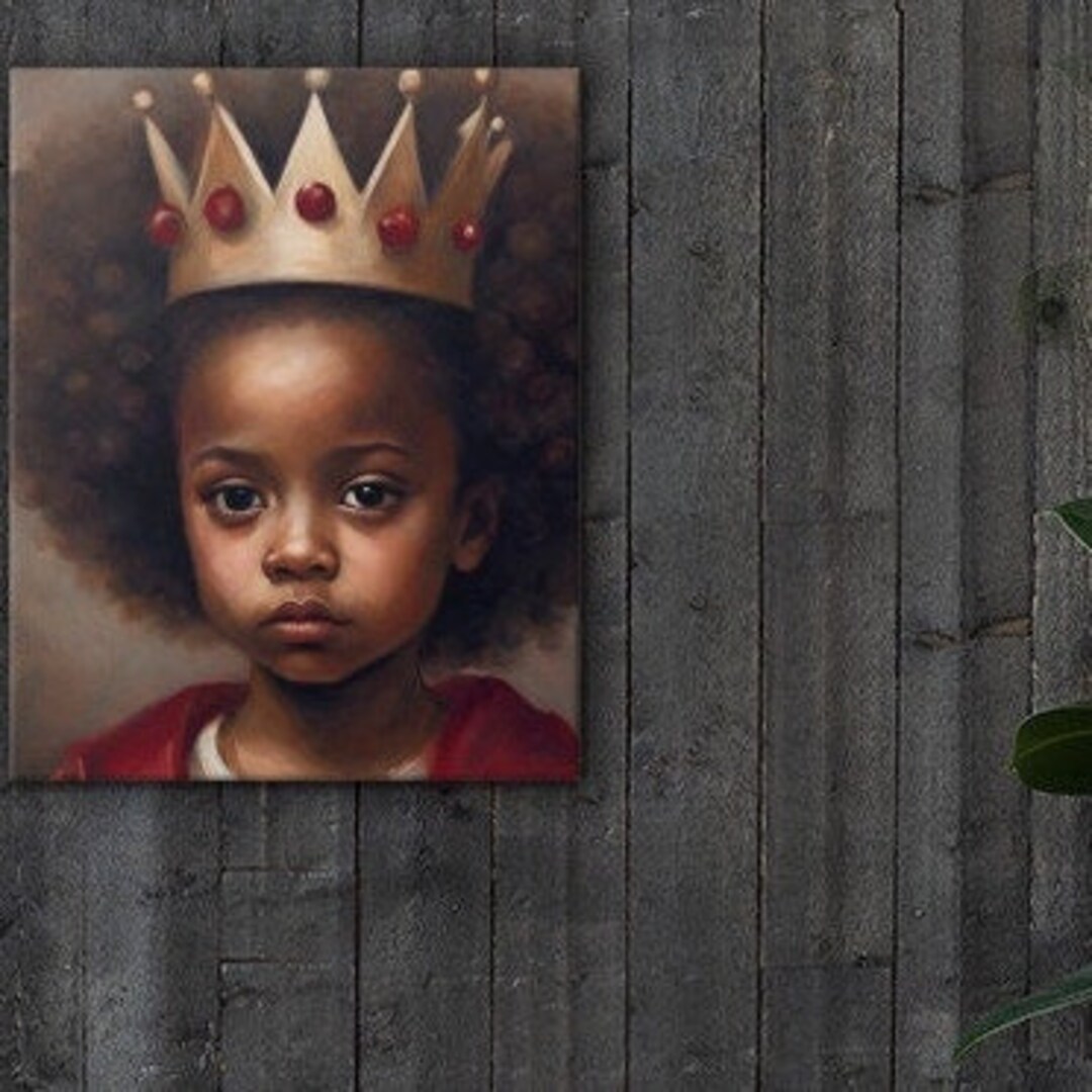 Crowned Girl in Red Crimson and Cream | Oil Painting | Eclectic Wall ...