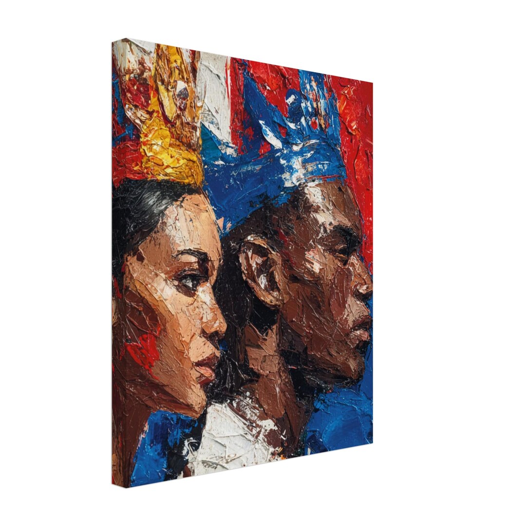 King and Queen Dominican Flag Colors Canvas Art - King and Queen ...