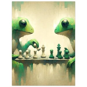Frogs and Chess | Frog Oil Painting | Chess Oil Painting | Wall Decor ...