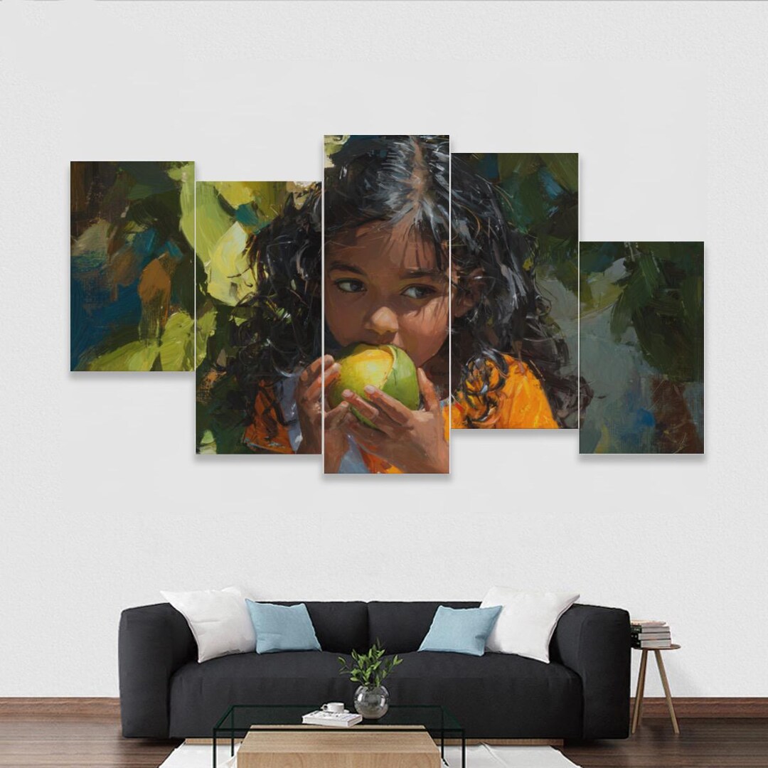 Indian Girl With Mango Indian Flag Colors Cultural Art Five-piece ...
