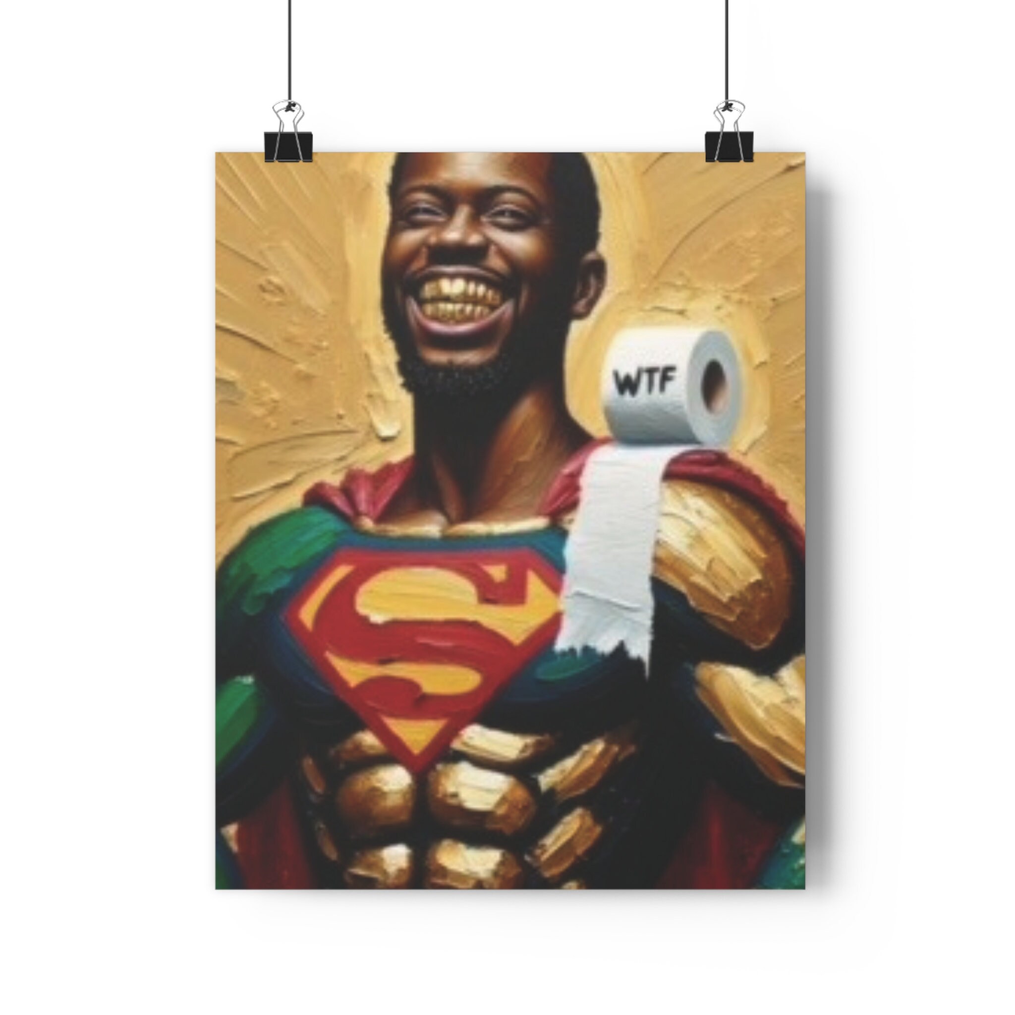 WTF Man African Art Oil Painting funny Bathroom Art Bathroom Art Black ...