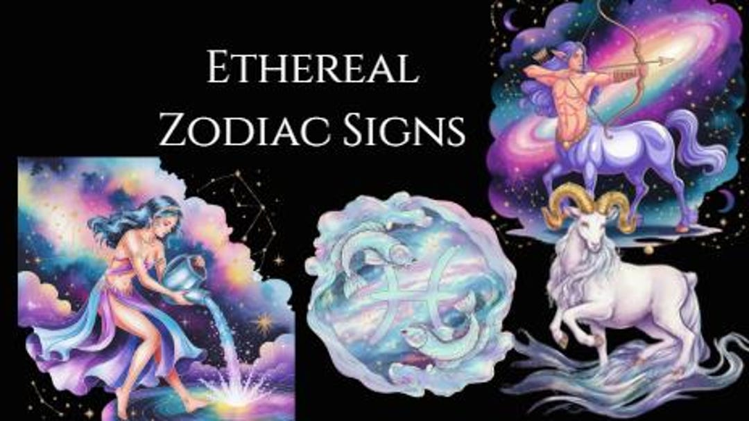 12 Ethereal Zodiac Signs Clipart Set - Astrology Horoscope Clipart ...