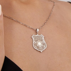 14K Gold Custom Police Badge Necklace, Police Badge Necklace ...