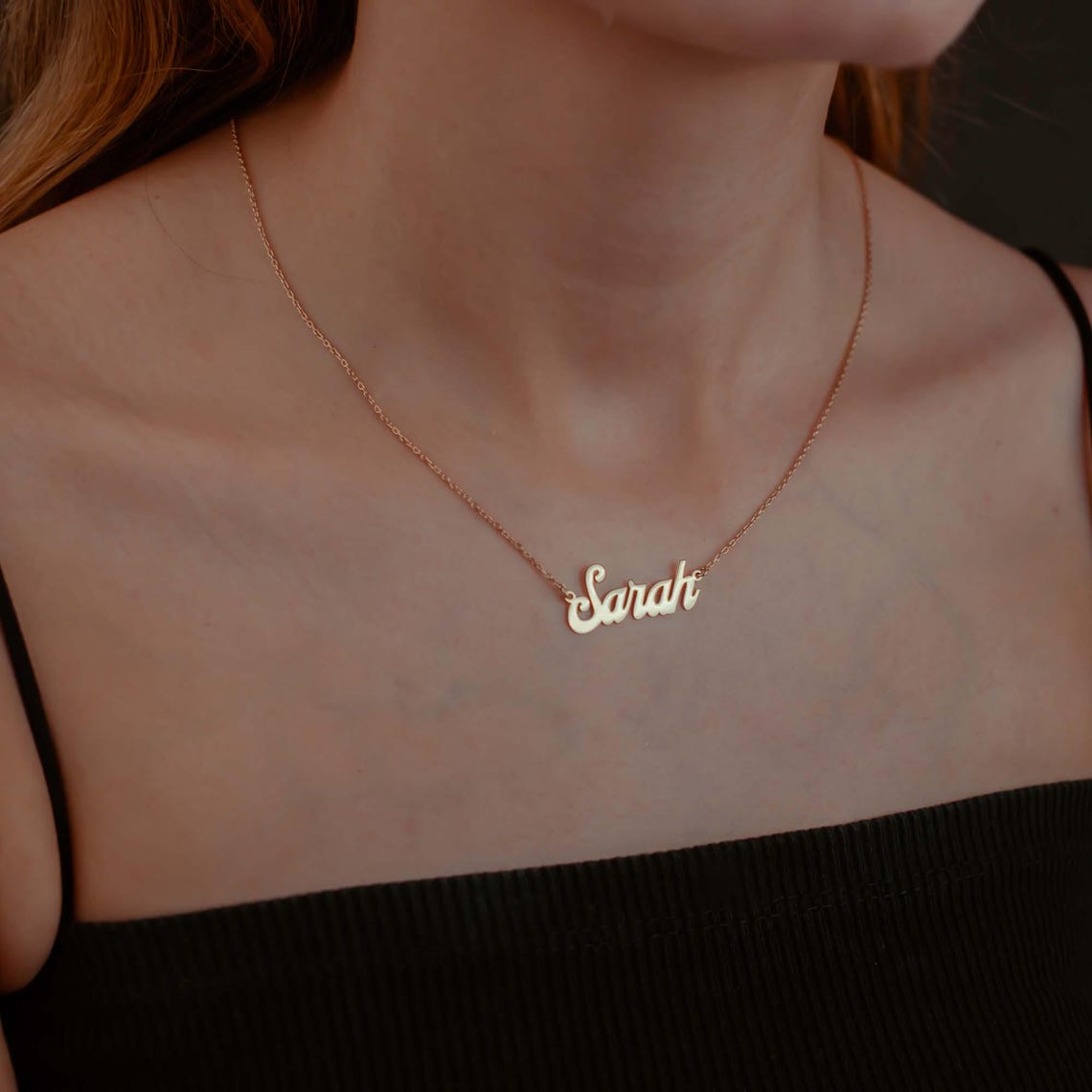 14K Solid Gold Name Necklace, Custom Gold Name Necklace, Personalized ...
