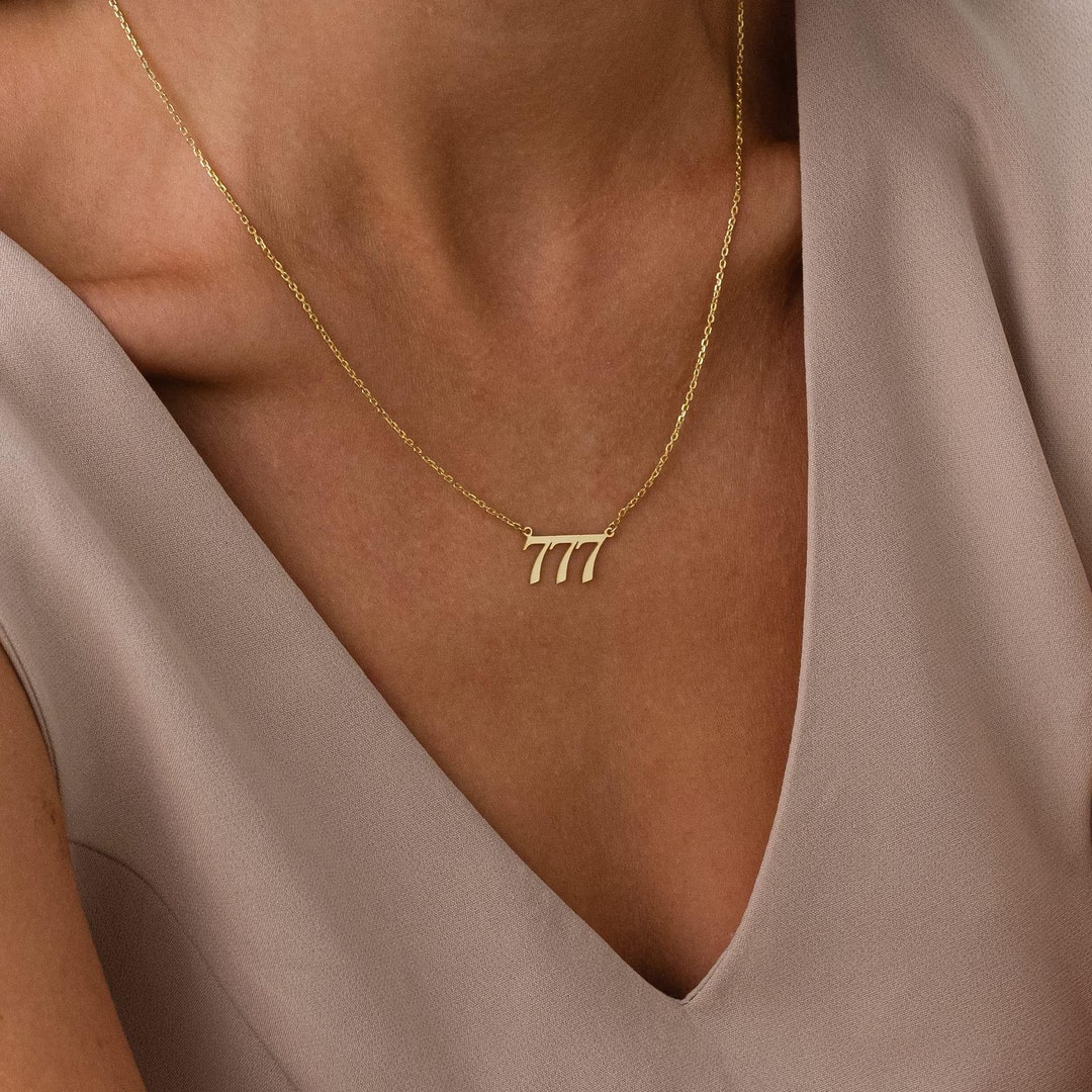 Angel Number Gold Necklace, Personalized Lucky Numbers Necklace, Custom ...