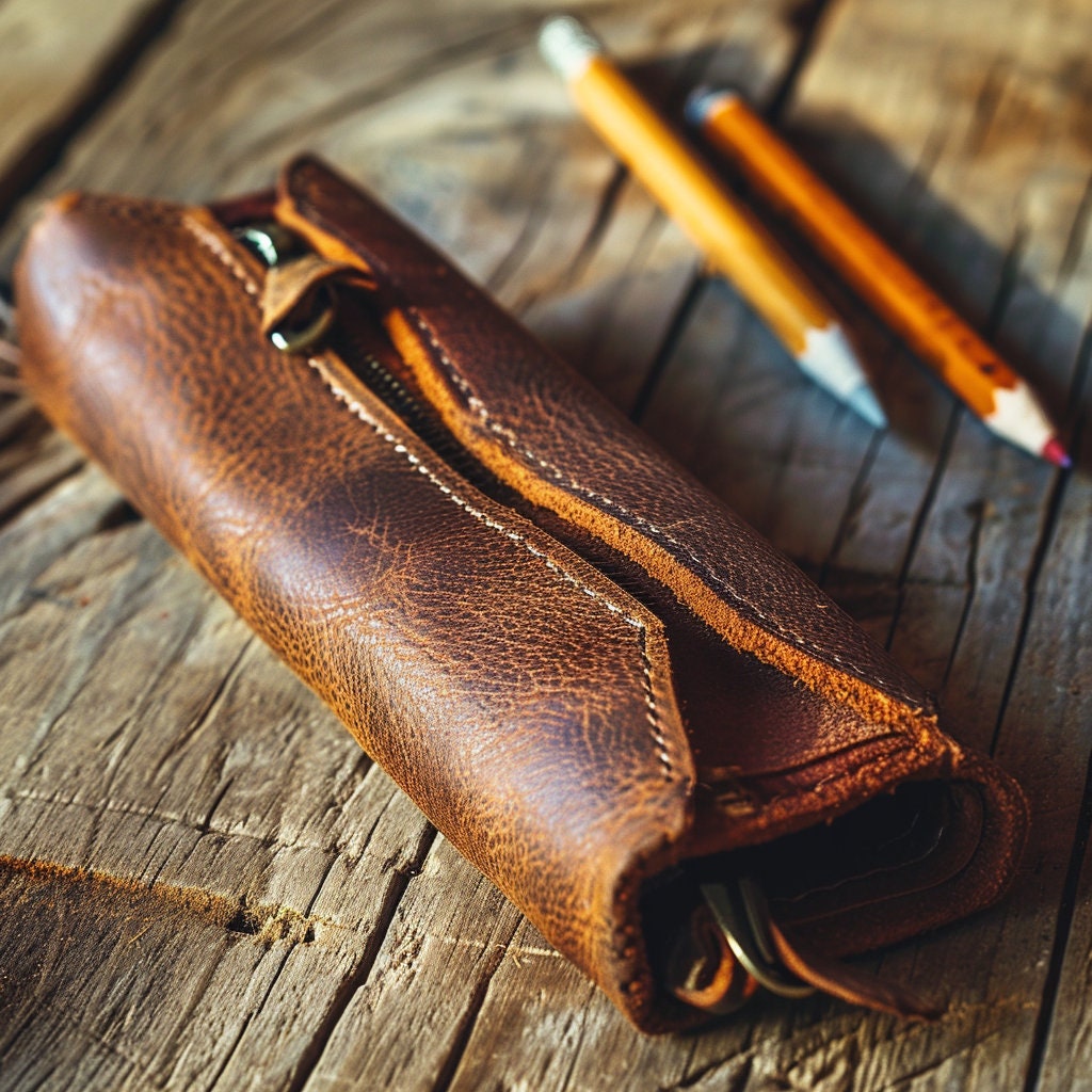 Handmade Leather Pencil Cases for Organized Living - Etsy