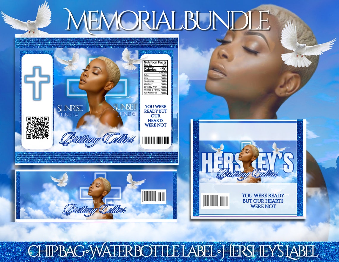 EDITABLE in Canva Funeral Bundle Treat Labels , Funeral Chip Bag, Water ...
