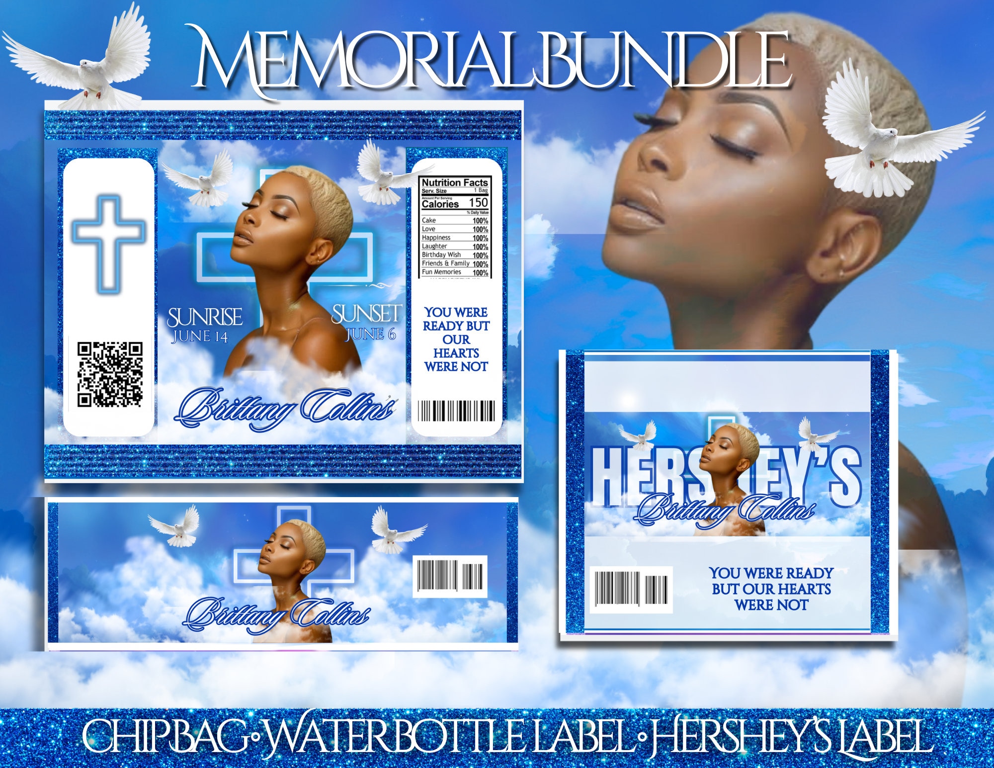 EDITABLE in Canva Funeral Bundle Treat Labels , Funeral Chip Bag, Water ...