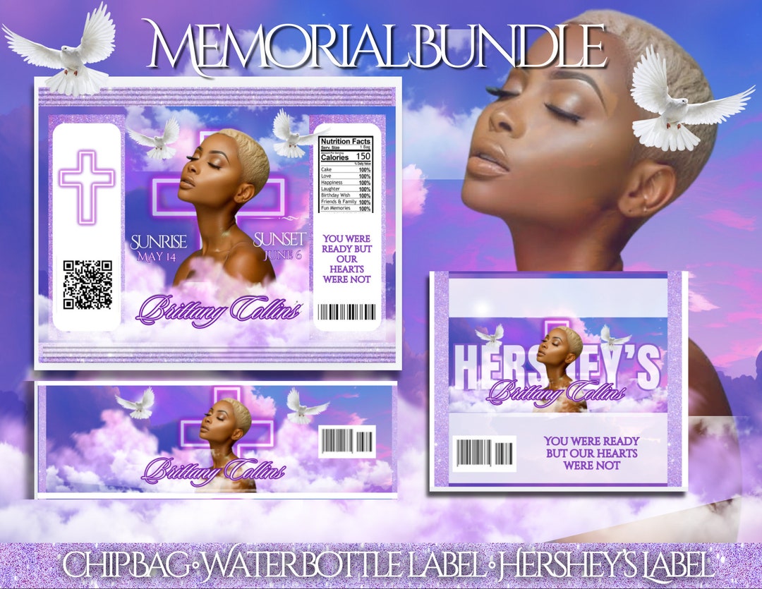 EDITABLE in Canva Funeral Bundle Treat Labels , Funeral Chip Bag, Water ...