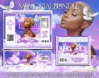 EDITABLE in Canva Funeral Bundle Treat Labels , Funeral Chip Bag, Water ...