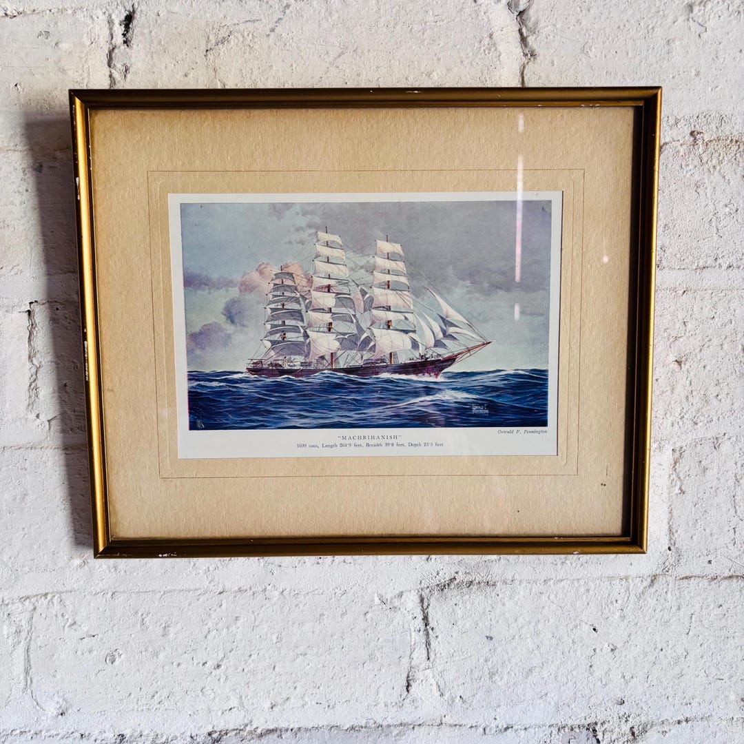 Vintage Maritime Wall Art Framed Ship Print - Etsy