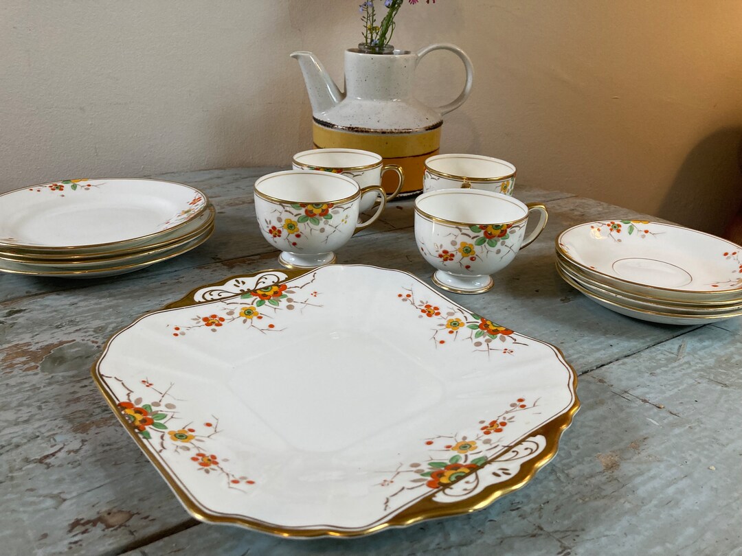 Vintage Radford's Fenton Bone China Tea Set for 4. Floral Flowers Rare ...