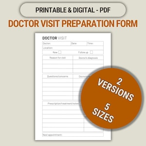Doctor Visit Planner Printable: Medical Appointment Notes (digital PDF ...