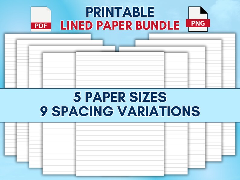 Printable Lined Paper Bundle for Notebook Journal Digital Notes PDF ...