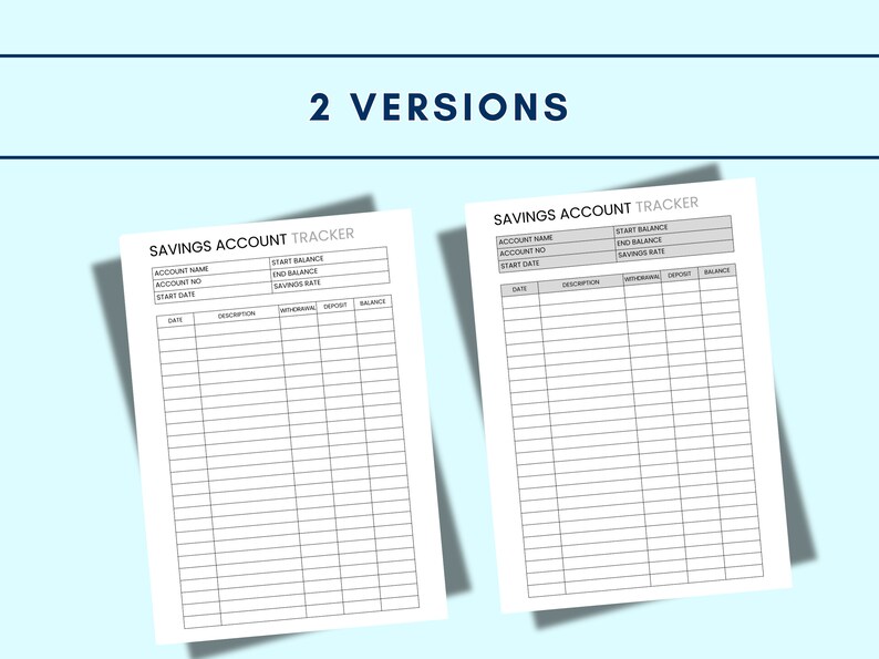 Savings Account Tracker Printable for Personal Finance Planner. Digital ...