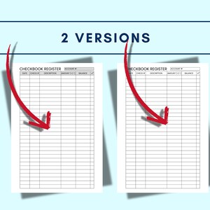 Printable Checkbook Register Transaction Tracker for Personal and Small ...