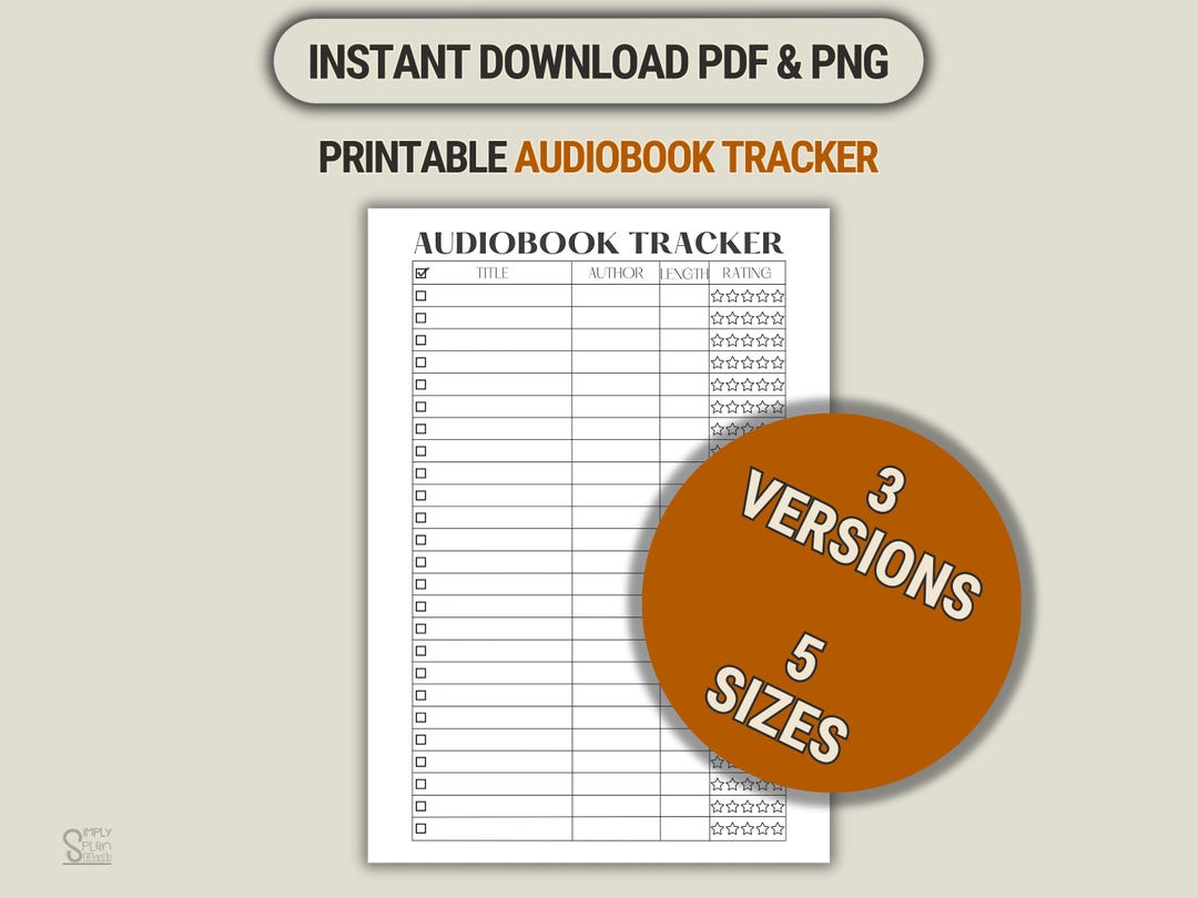 Audiobook Tracker Printable Template Audio Books to Listen List for ...