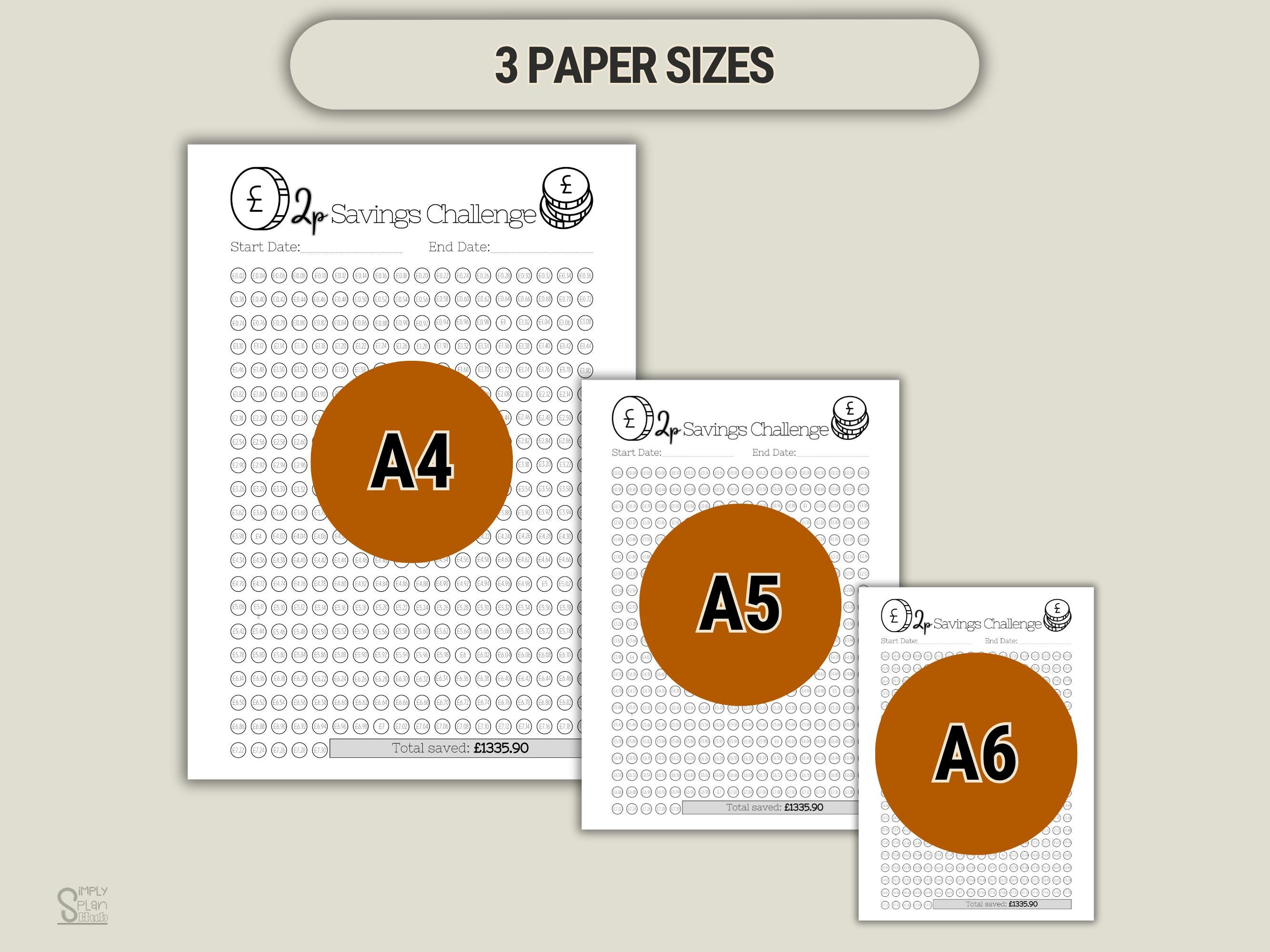 2p Saving Challenge UK Printable Money Tracker Instant Download — 2 ...