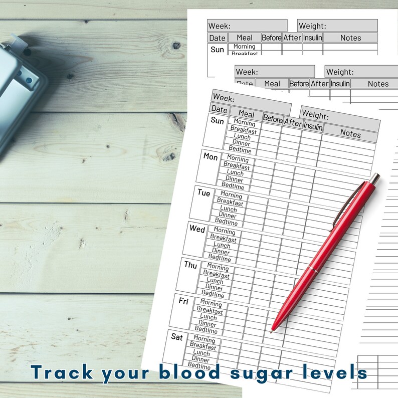 Blood Sugar Log Printable Blood Sugar Reading Tracker Glucose and ...