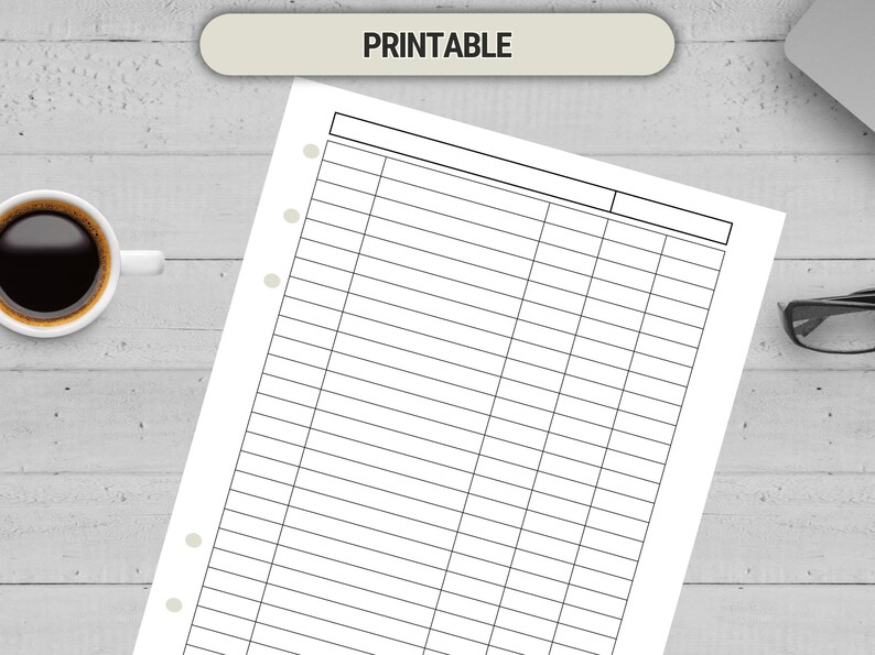 Printable 5 Column Log Template: Customizable Tracker (PDF & PNG) - Etsy