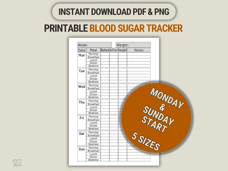 Blood Sugar Tracker Printable Reading Tracker Glucose and Insulin ...