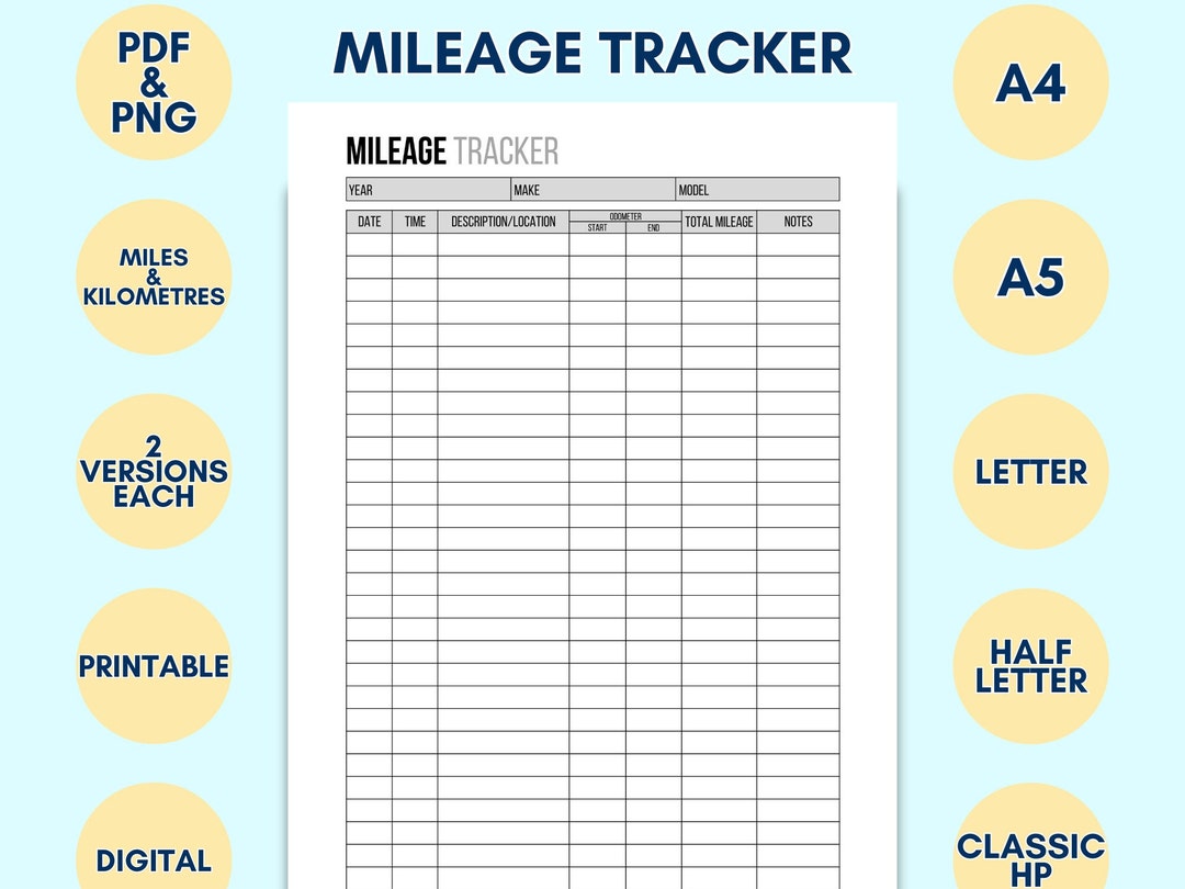 Mileage Tracker Printable Small Business Miles Tracker Work Trip ...