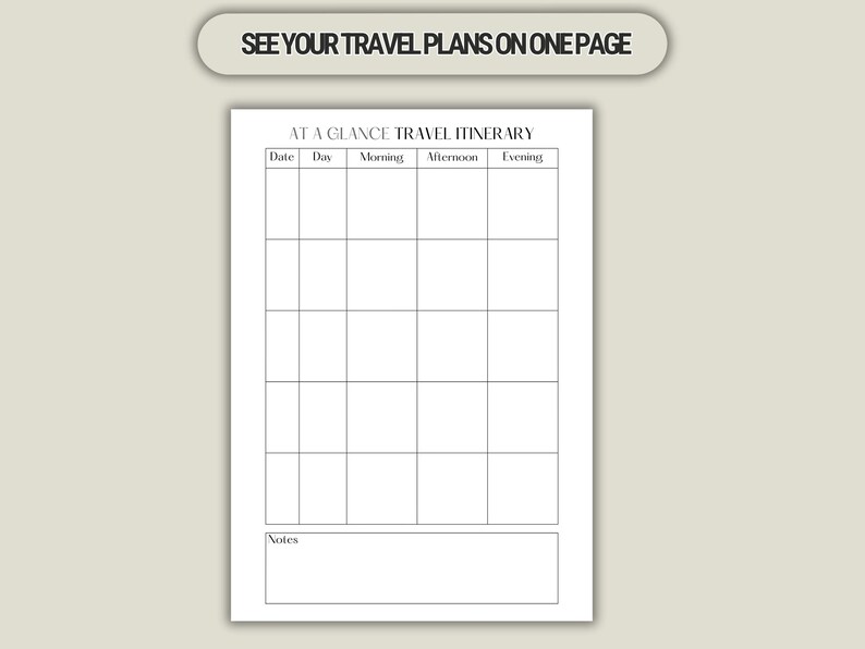 Travel Itinerary Template, Printable Vacation Planner for Quick Getaway ...