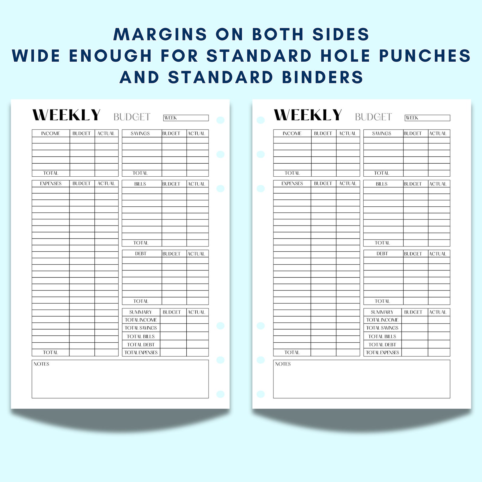 Weekly Budget Planner Printable Insert Paycheck Budgeting Template ...